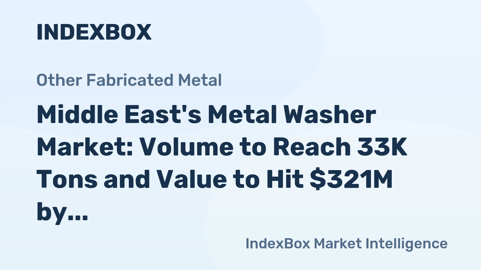 Middle East's Metal Washer Market: Volume to Reach 33K Tons and Value to Hit $321M by 2035
