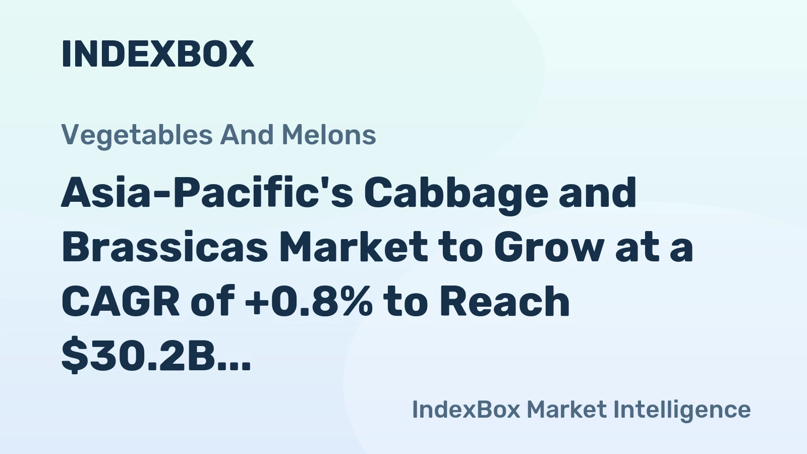 Asia-Pacific's Cabbage and Brassicas Market to Grow at a CAGR of +0.8% to Reach $30.2B by 2035