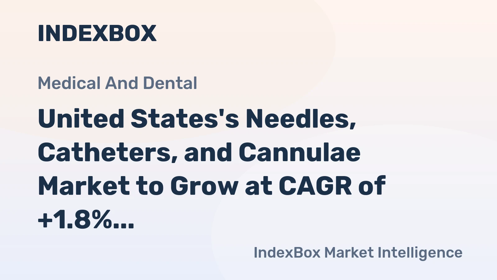 United States's Needles, Catheters, and Cannulae Market to Grow at CAGR of +1.8% from 2024 to 2035