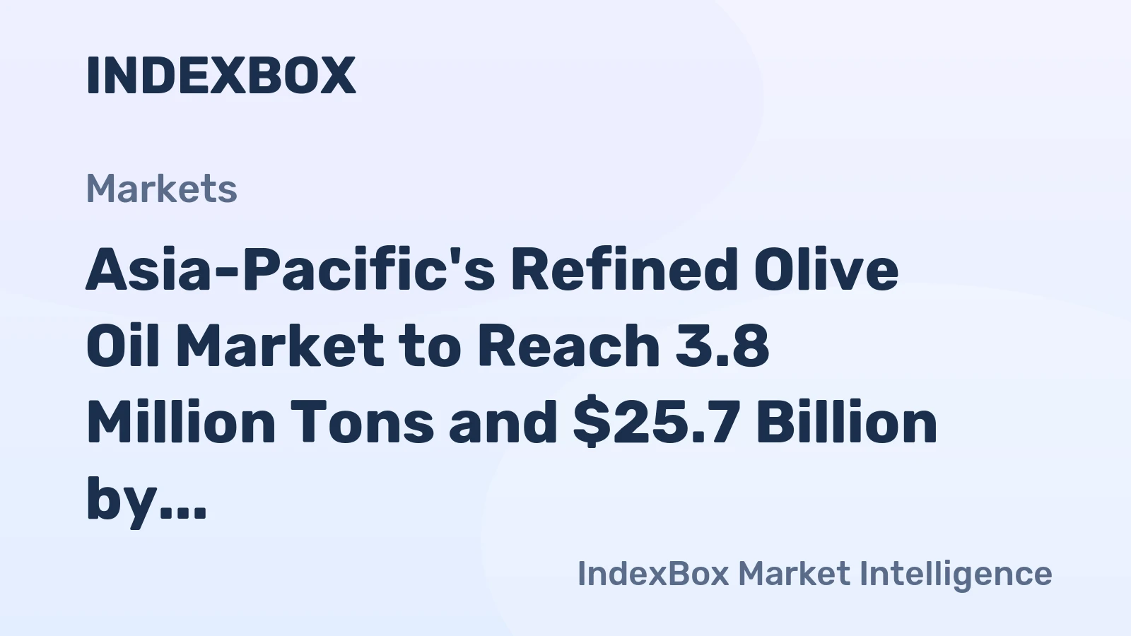 Asia-Pacific's Refined Olive Oil Market to Reach 3.8 Million Tons and $25.7 Billion by 2035