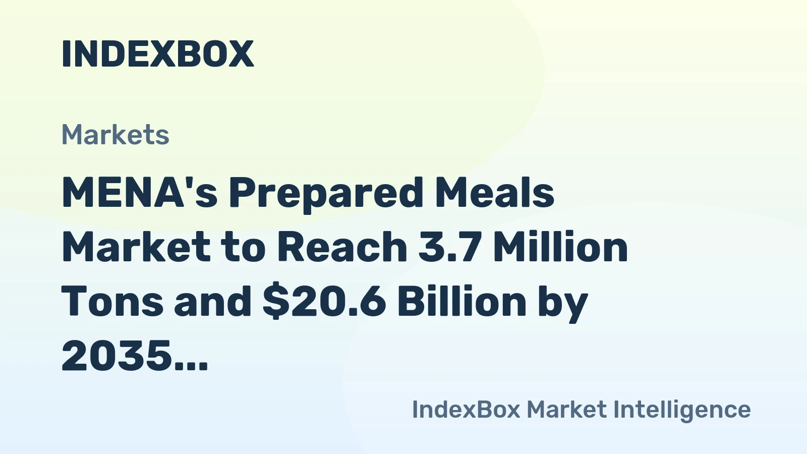MENA's Prepared Meals Market to Reach 3.7 Million Tons and $20.6 Billion by 2035