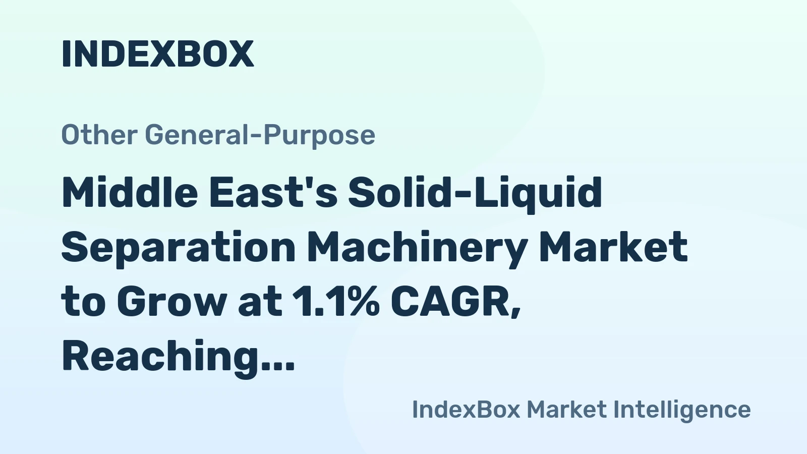 Middle East's Solid-Liquid Separation Machinery Market to Grow at 1.1% CAGR, Reaching 11M Units by 2035
