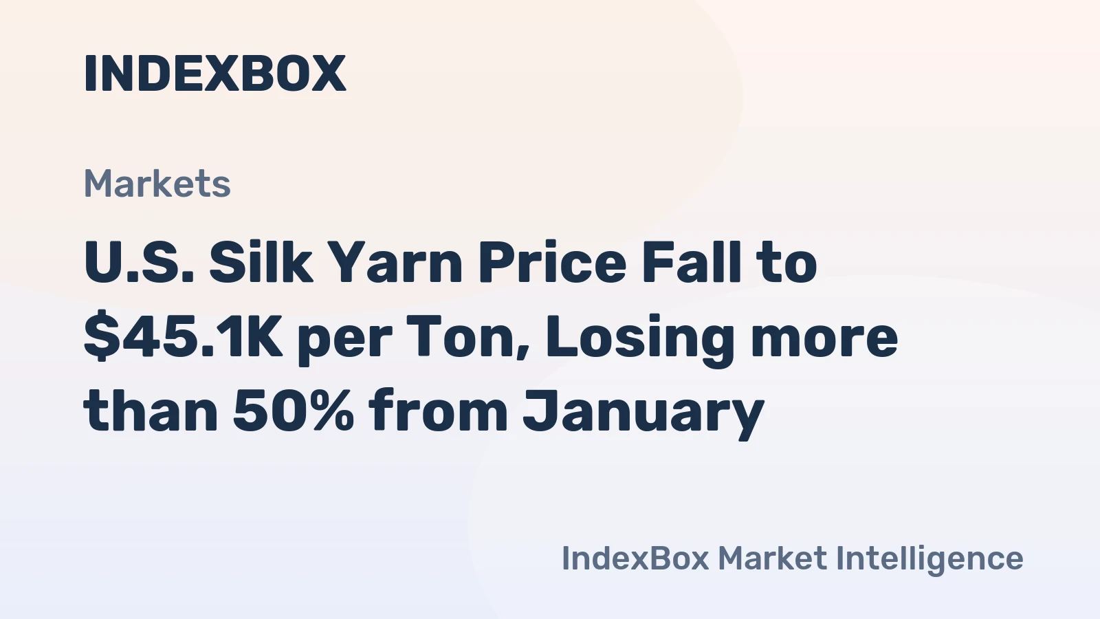 U.S. Silk Yarn Price Fall to $45.1K per Ton, Losing more than 50% from January