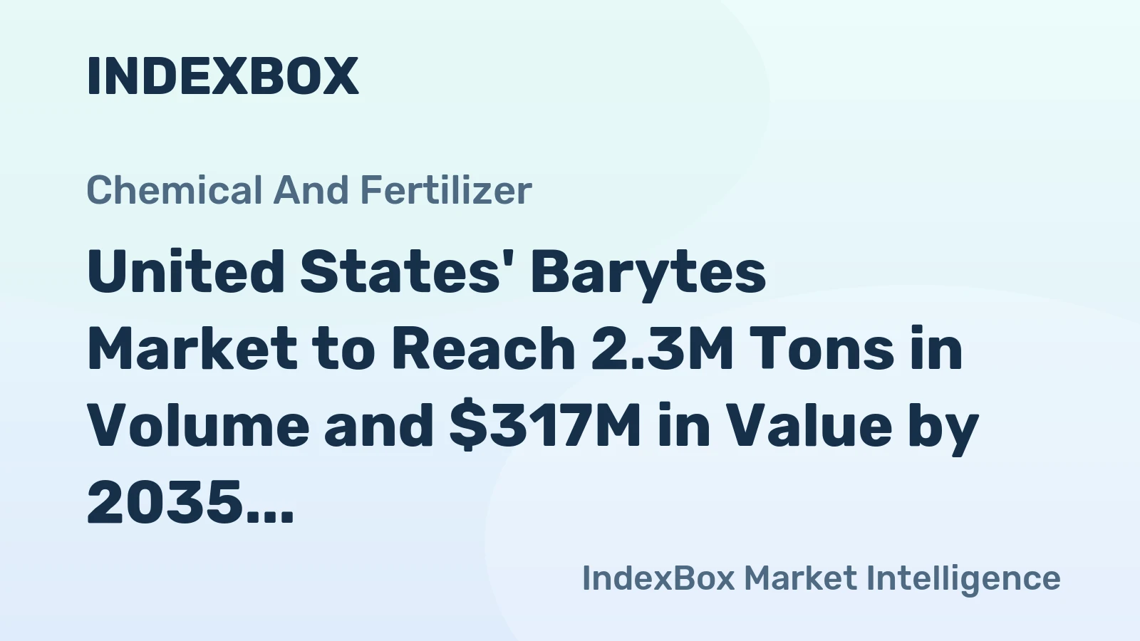 United States' Barytes Market to Reach 2.3M Tons in Volume and $317M in Value by 2035