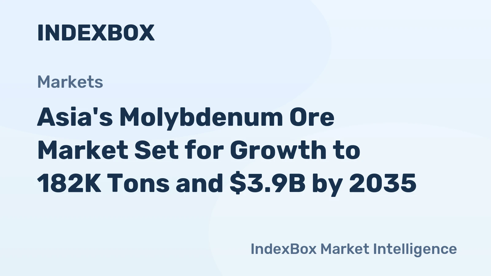 Asia's Molybdenum Ore Market Set for Growth to 182K Tons and $3.9B by 2035