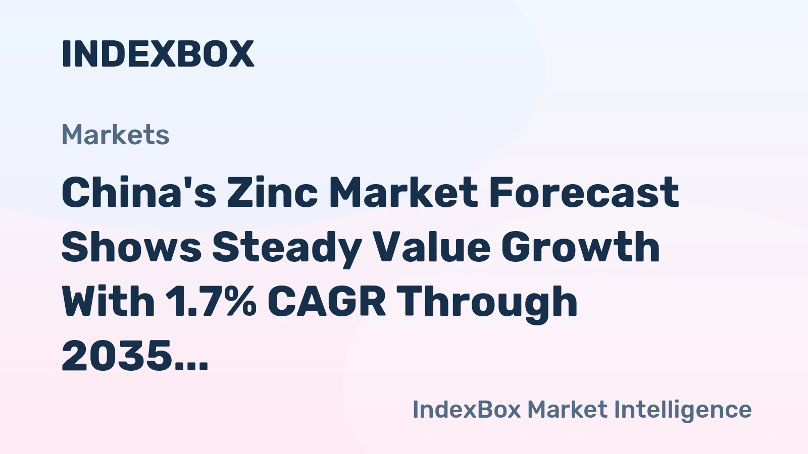 China's Zinc Market Forecast Shows Steady Value Growth With 1.7% CAGR Through 2035