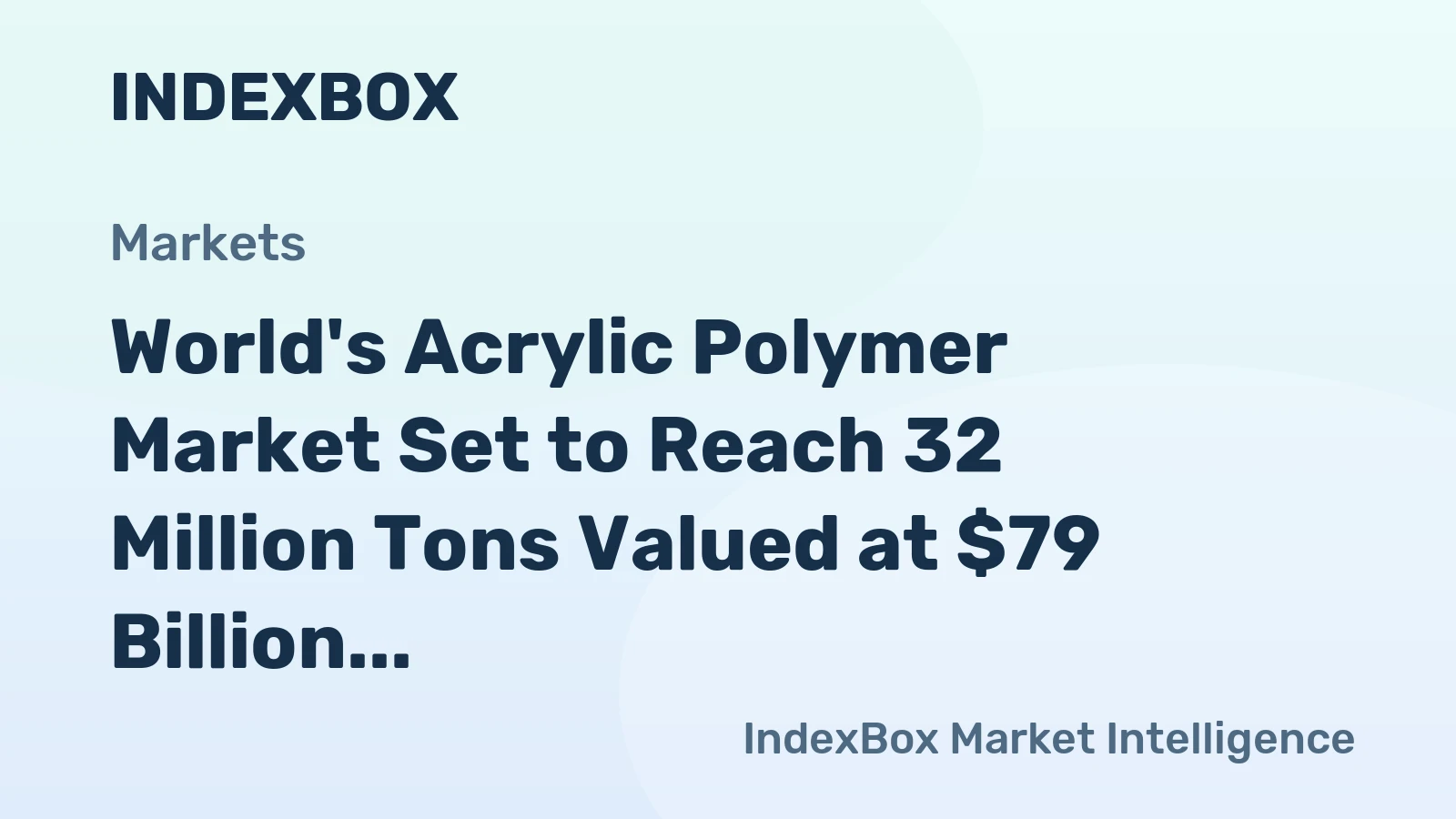 World's Acrylic Polymer Market Set to Reach 32 Million Tons Valued at $79 Billion by 2035