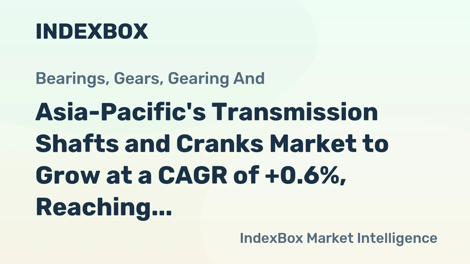 Asia-Pacific's Transmission Shafts and Cranks Market to Grow at a CAGR of +0.6%, Reaching $20.2B by 2035