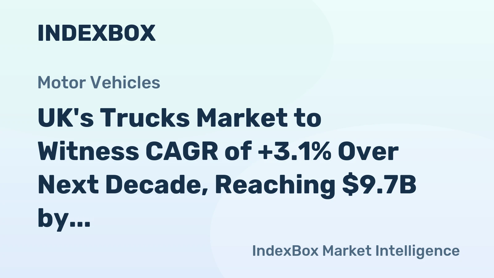 UK's Trucks Market to Witness CAGR of +3.1% Over Next Decade, Reaching $9.7B by 2035