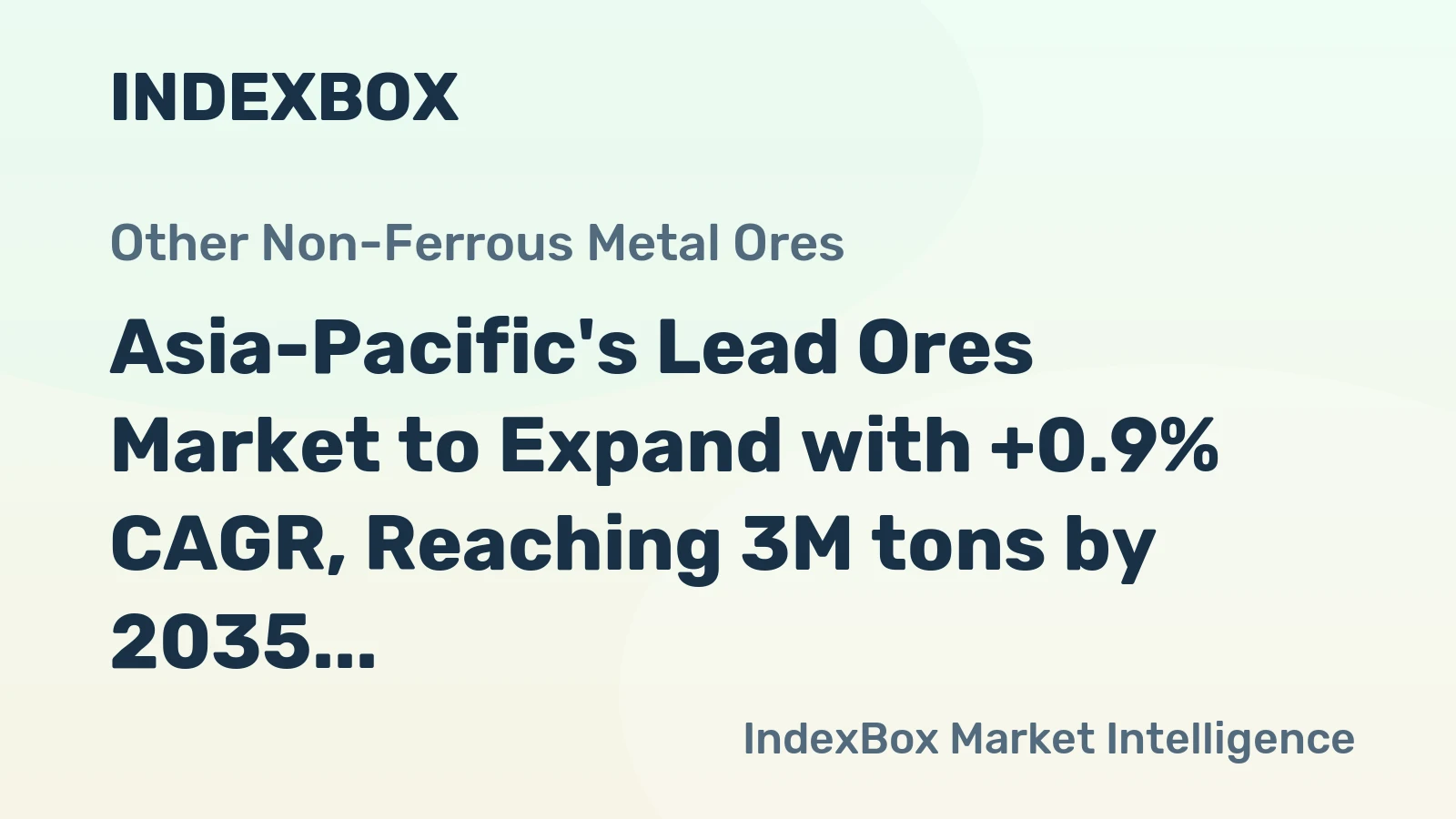 Asia-Pacific's Lead Ores Market to Expand with +0.9% CAGR, Reaching 3M tons by 2035
