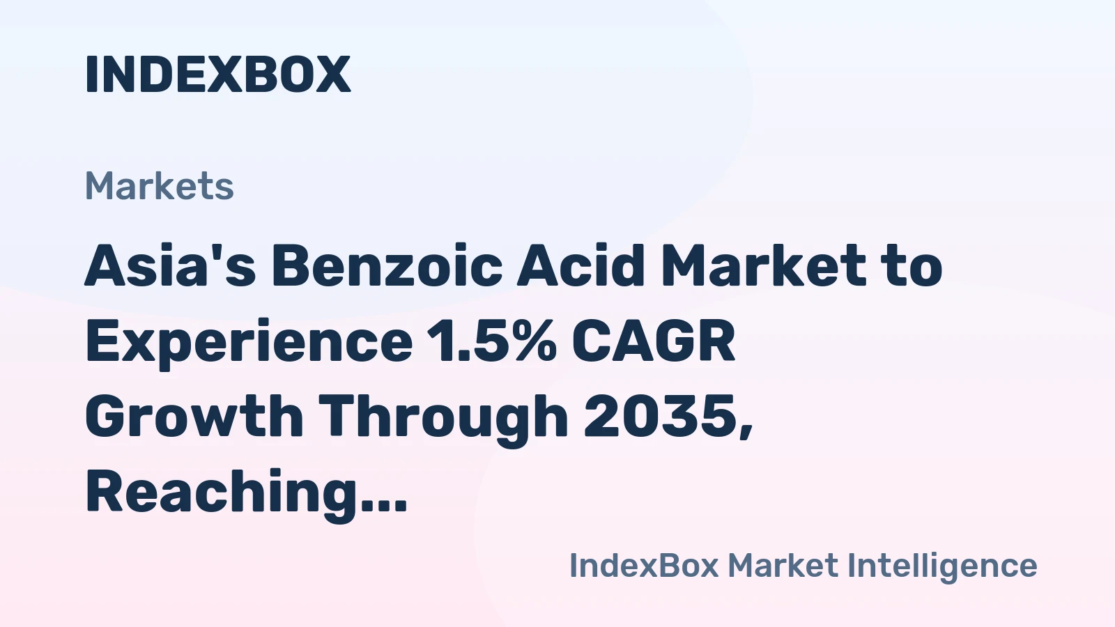 Asia's Benzoic Acid Market to Experience 1.5% CAGR Growth Through 2035, Reaching 448K Tons in Volume and $1.7B in Value
