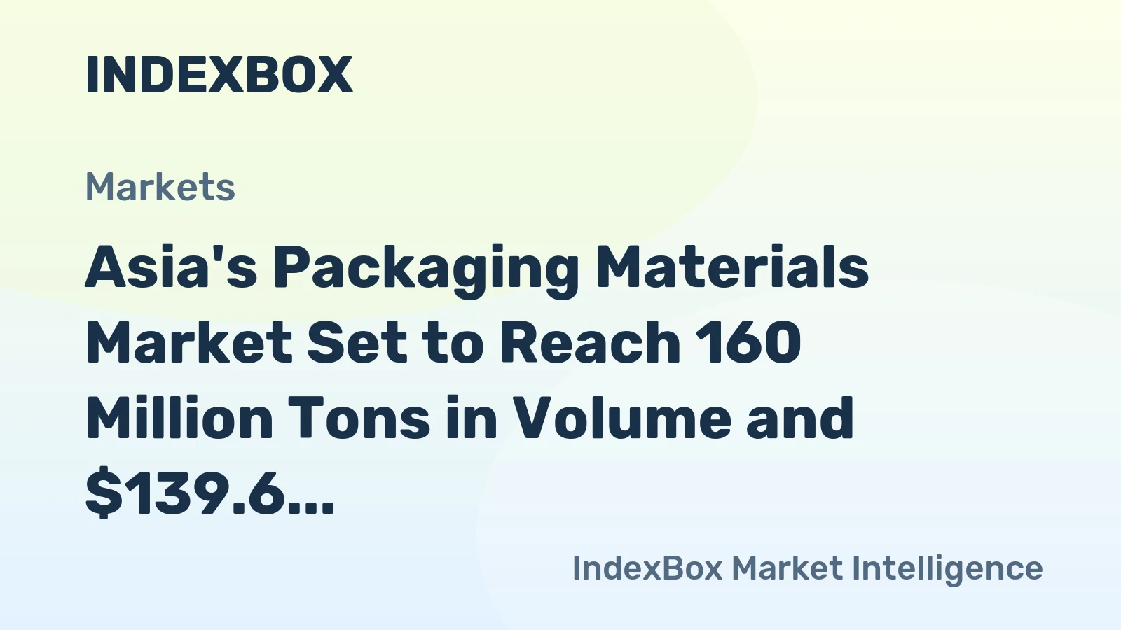 Asia's Packaging Materials Market Set to Reach 160 Million Tons in Volume and $139.6 Billion in Value by 2035