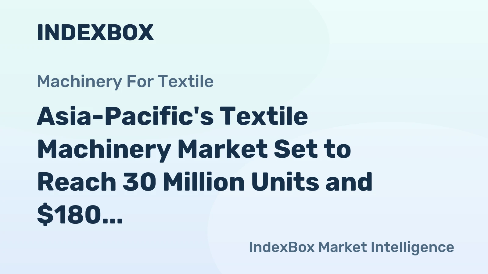 Asia-Pacific's Textile Machinery Market Set to Reach 30 Million Units and $180 Billion by 2035