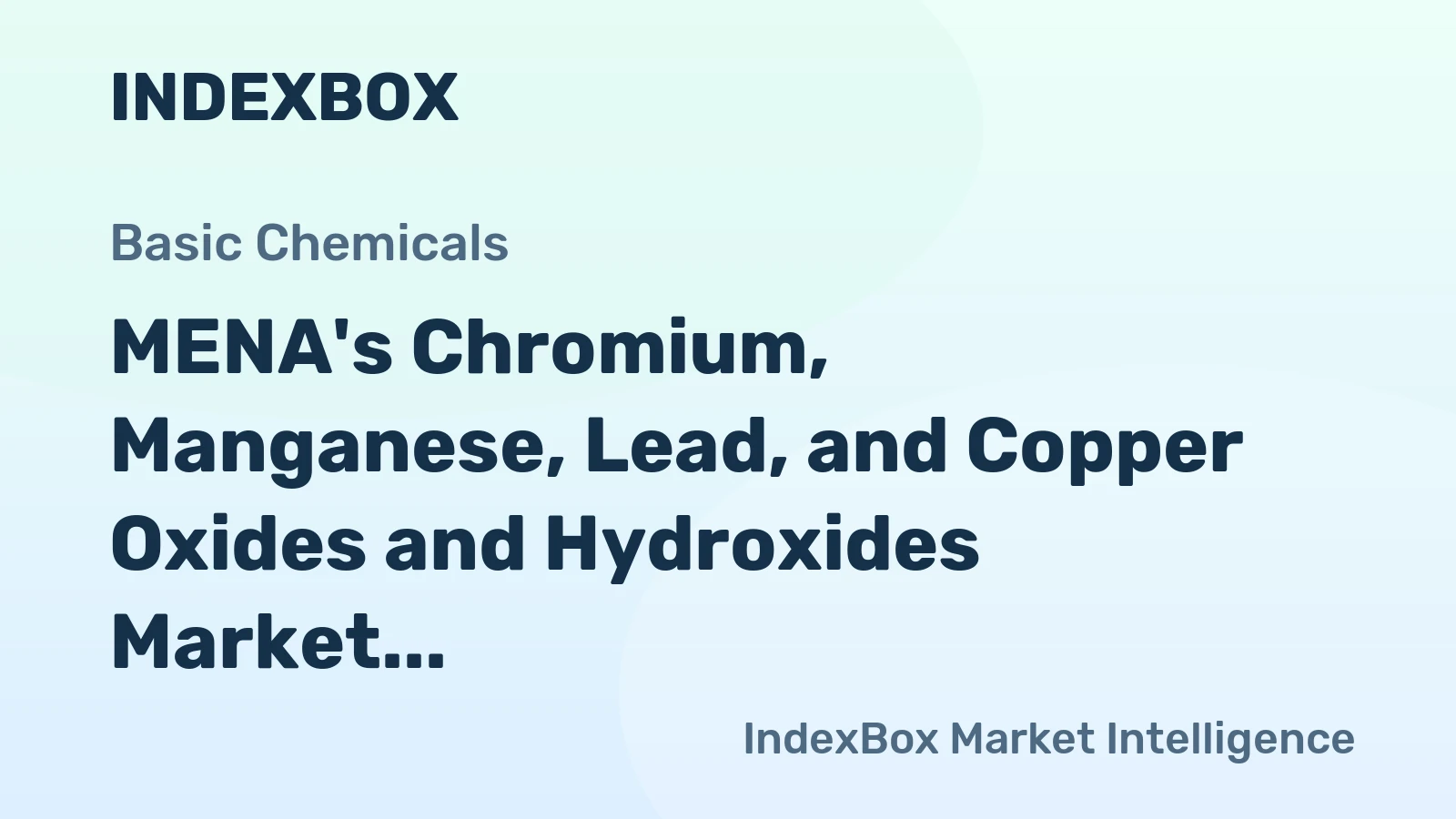 MENA's Chromium, Manganese, Lead, and Copper Oxides and Hydroxides Market to Reach 147K Tons and $352M by 2035