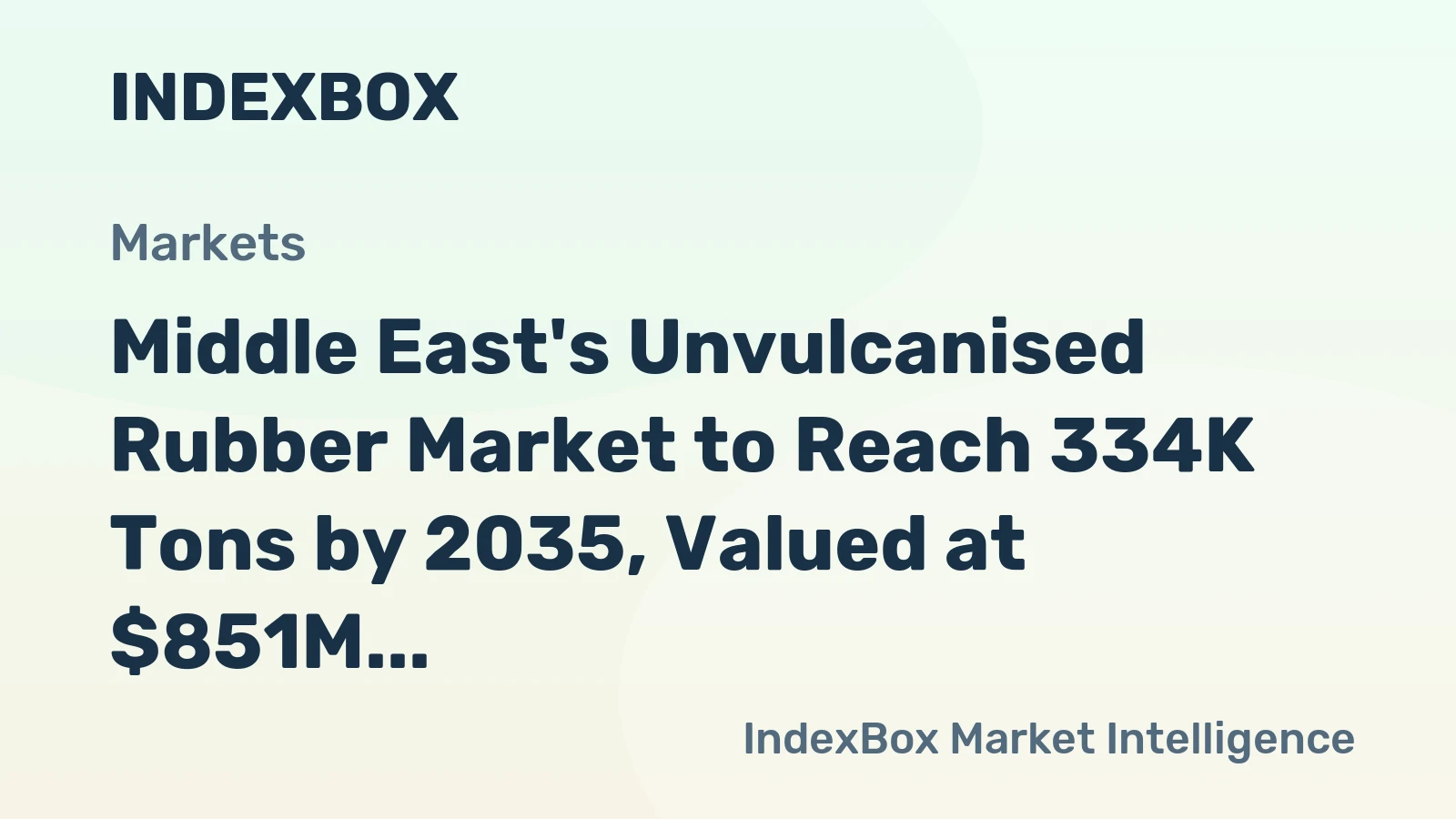 Middle East's Unvulcanised Rubber Market to Reach 334K Tons by 2035, Valued at $851M