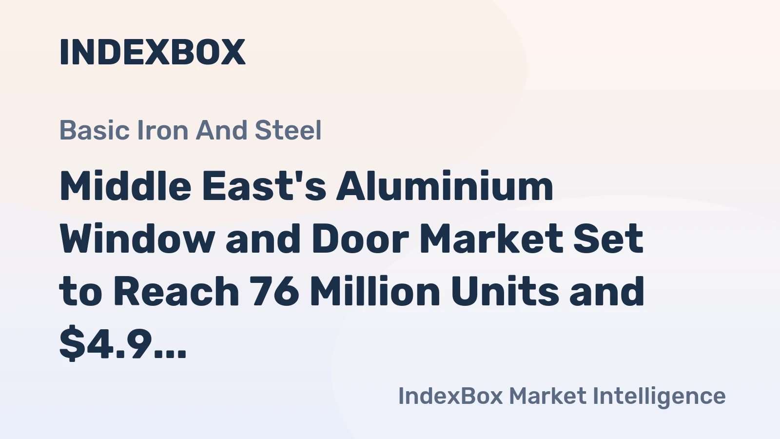 Middle East's Aluminium Window and Door Market Set to Reach 76 Million Units and $4.9 Billion by 2035