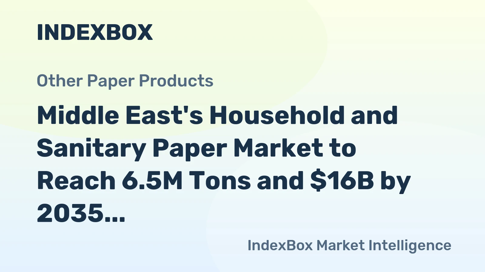 Middle East's Household and Sanitary Paper Market to Reach 6.5M Tons and $16B by 2035, With Slow Growth Forecasted