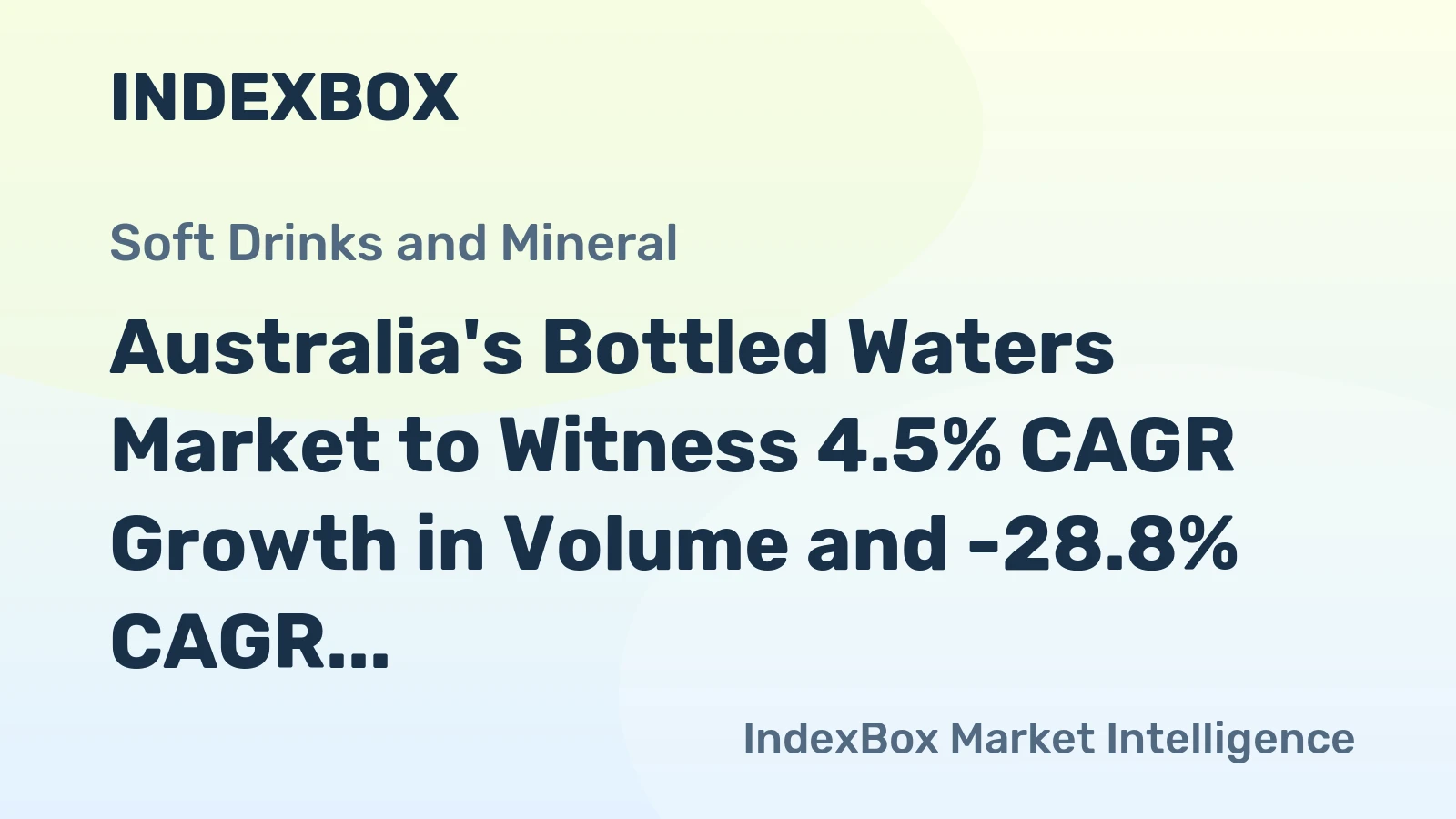 Australia's Bottled Waters Market to Witness 4.5% CAGR Growth in Volume and -28.8% CAGR Decline in Value by 2035