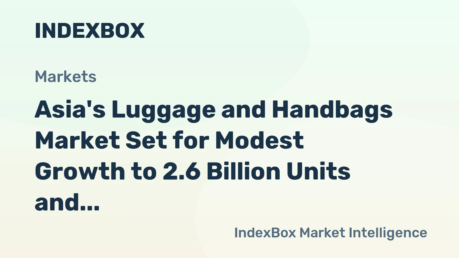 Asia's Luggage and Handbags Market Set for Modest Growth to 2.6 Billion Units and $22.5 Billion in Value
