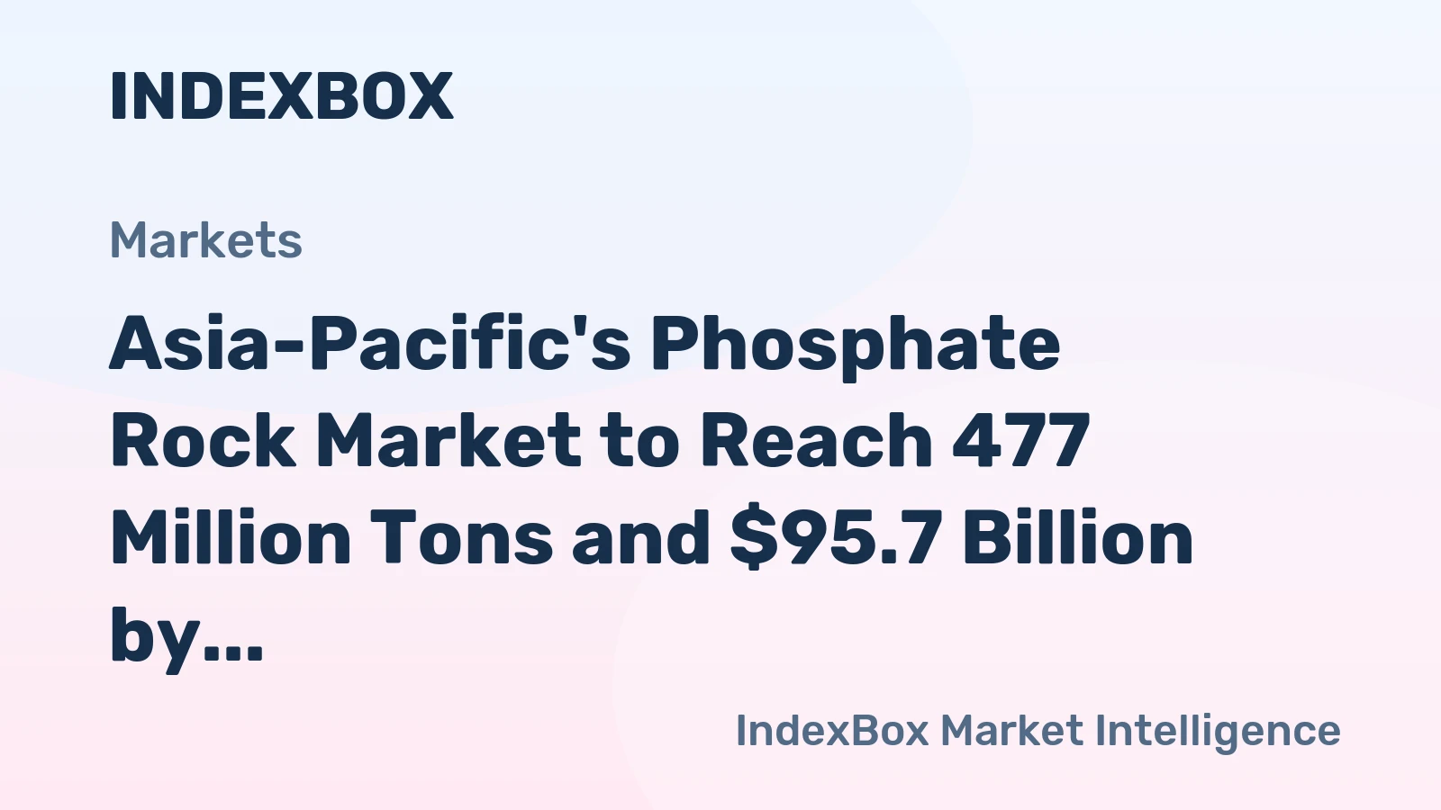 Asia-Pacific's Phosphate Rock Market to Reach 477 Million Tons and $95.7 Billion by 2035