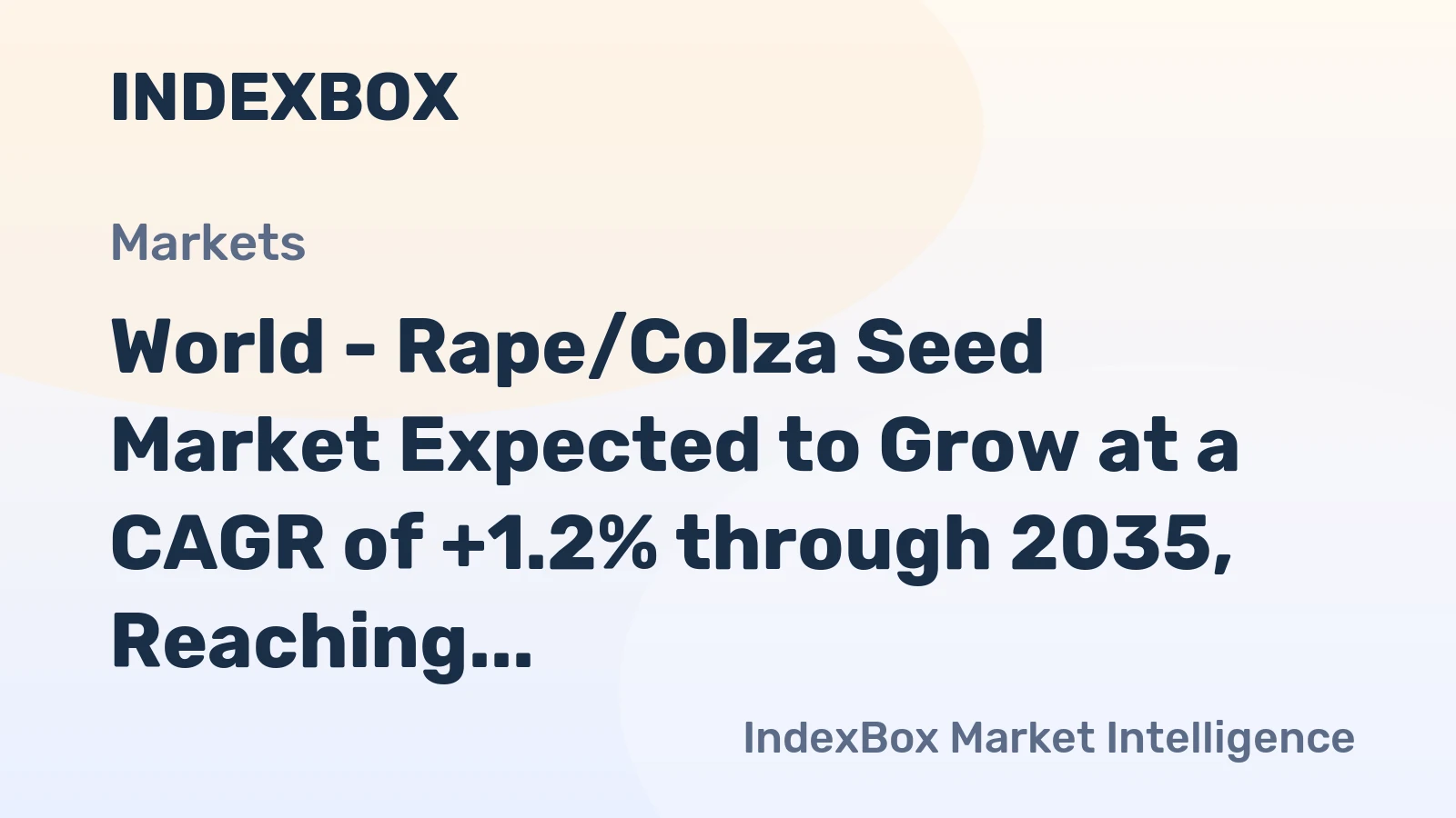 World - Rape/Colza Seed Market Expected to Grow at a CAGR of +1.2% through 2035, Reaching 103M Tons