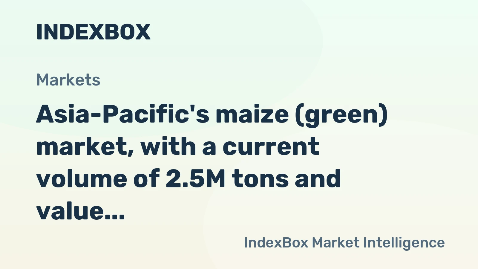 Asia-Pacific's maize (green) market, with a current volume of 2.5M tons and value of $3.3B, is forecast to grow to 3.2M tons and $4.3B by 2035.