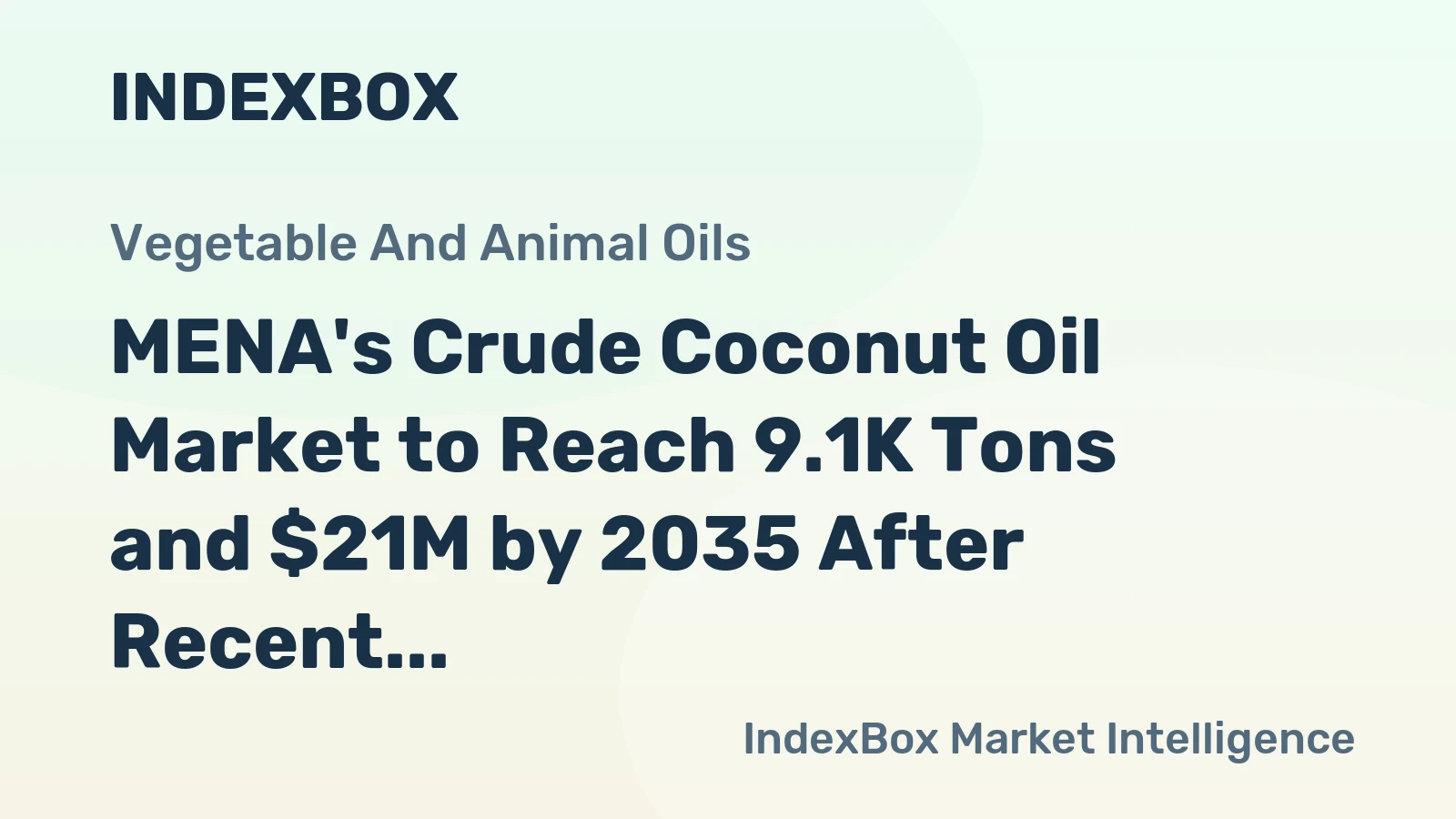 MENA's Crude Coconut Oil Market to Reach 9.1K Tons and $21M by 2035 After Recent Contraction