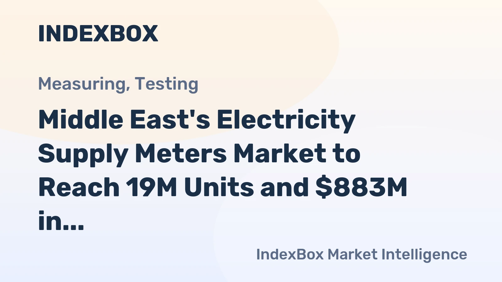 Middle East's Electricity Supply Meters Market to Reach 19M Units and $883M in Value by 2035