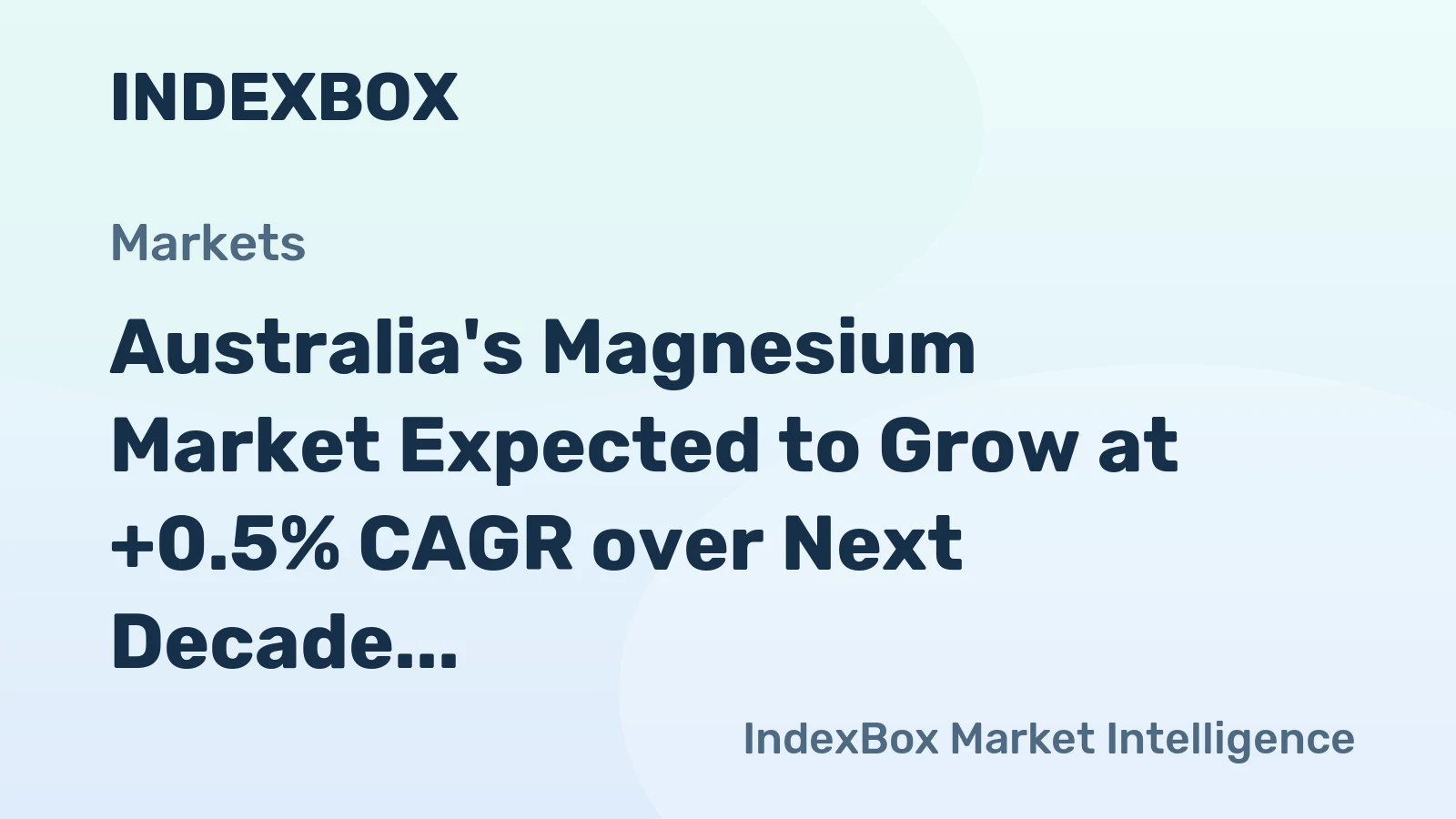 Australia's Magnesium Market Expected to Grow at +0.5% CAGR over Next Decade