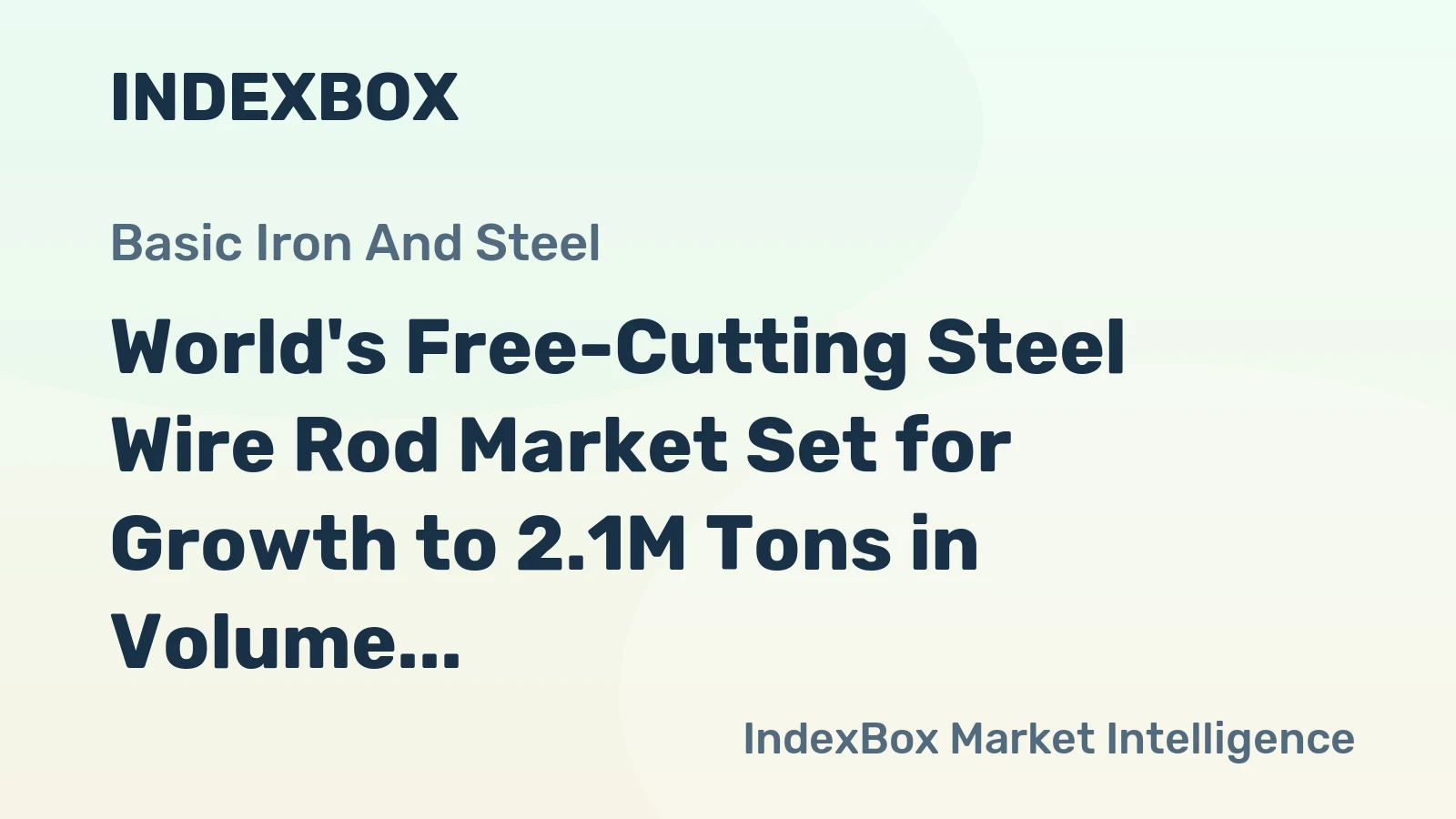 World's Free-Cutting Steel Wire Rod Market Set for Growth to 2.1M Tons in Volume and $2.1B in Value by 2035