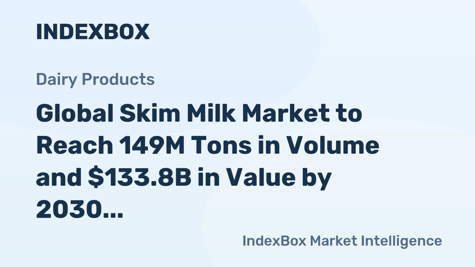 Global Skim Milk Market to Reach 149M Tons in Volume and $133.8B in Value by 2030, Driven by Increasing Demand