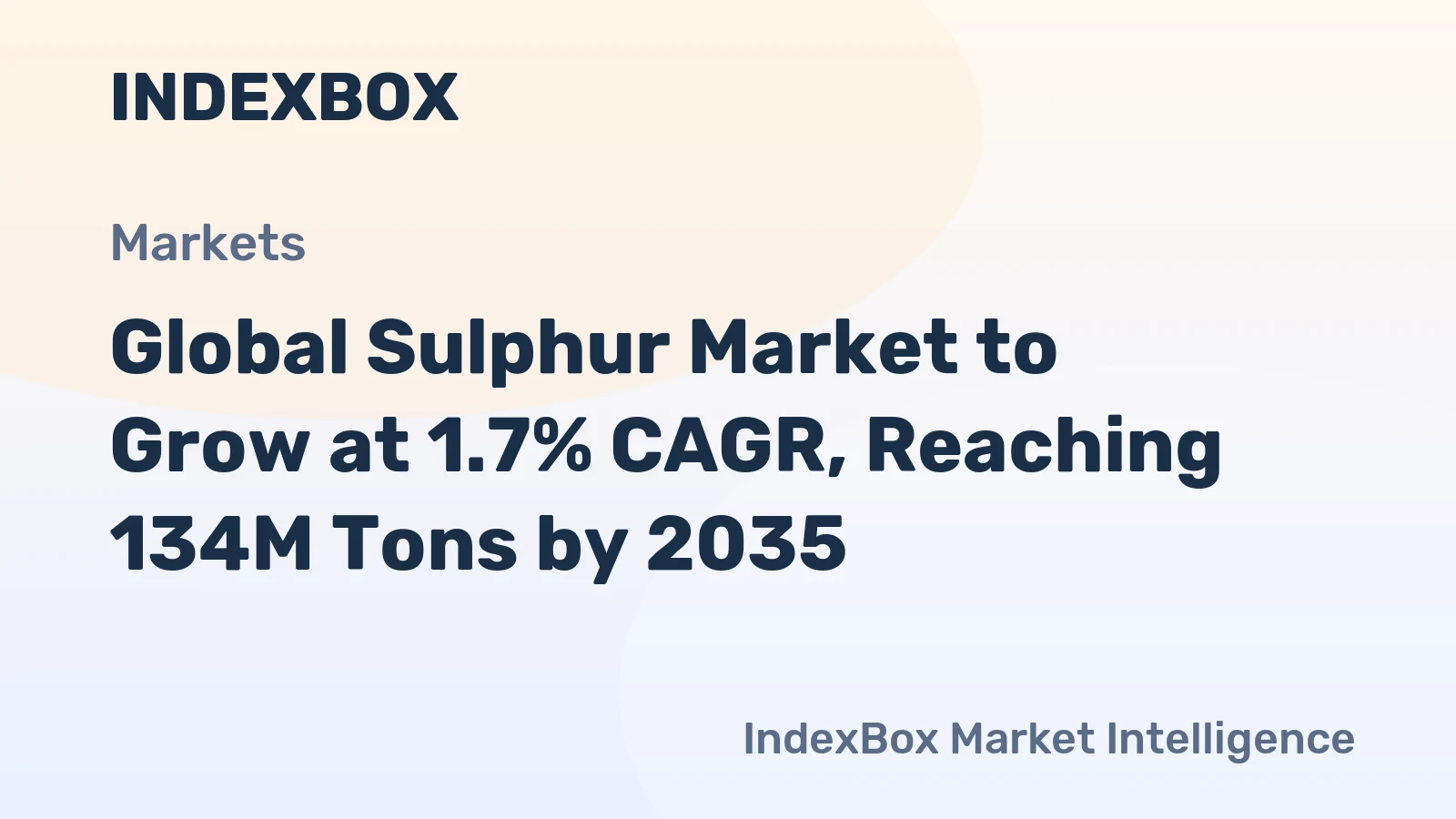 Global Sulphur Market to Grow at 1.7% CAGR, Reaching 134M Tons by 2035
