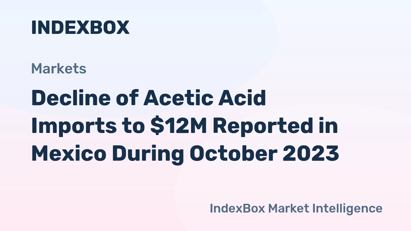 Decline of Acetic Acid Imports to $12M Reported in Mexico During October 2023