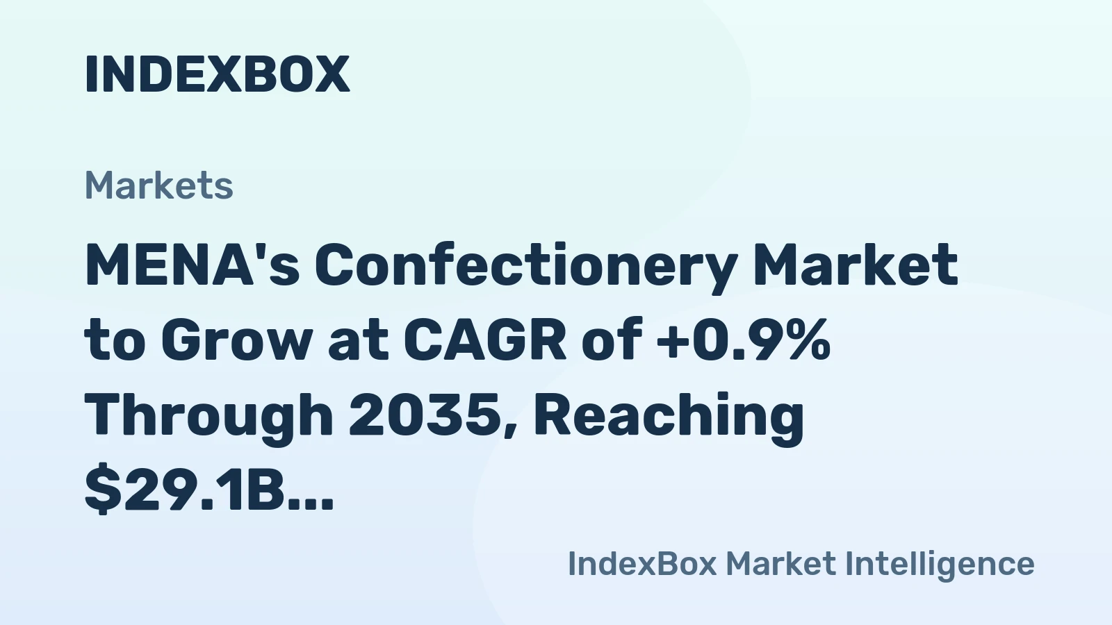 MENA's Confectionery Market to Grow at CAGR of +0.9% Through 2035, Reaching $29.1B
