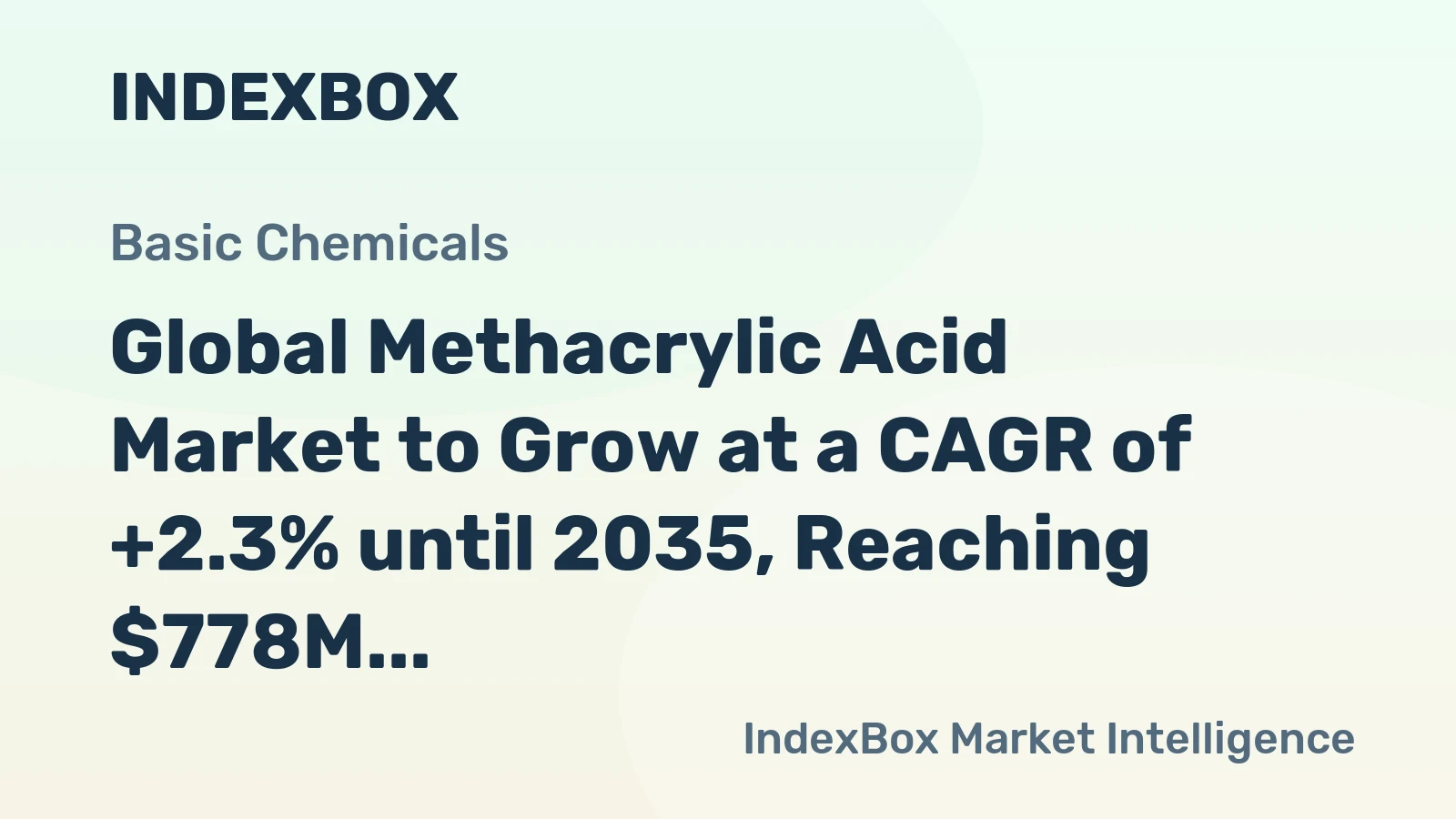 Global Methacrylic Acid Market to Grow at a CAGR of +2.3% until 2035, Reaching $778M in Value