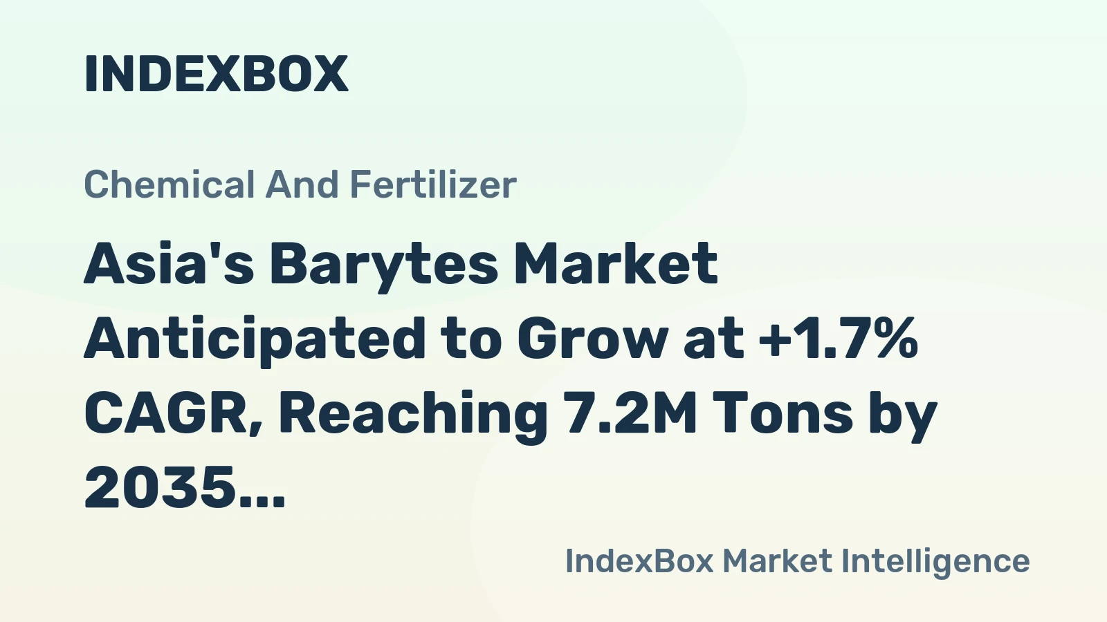 Asia's Barytes Market Anticipated to Grow at +1.7% CAGR, Reaching 7.2M Tons by 2035