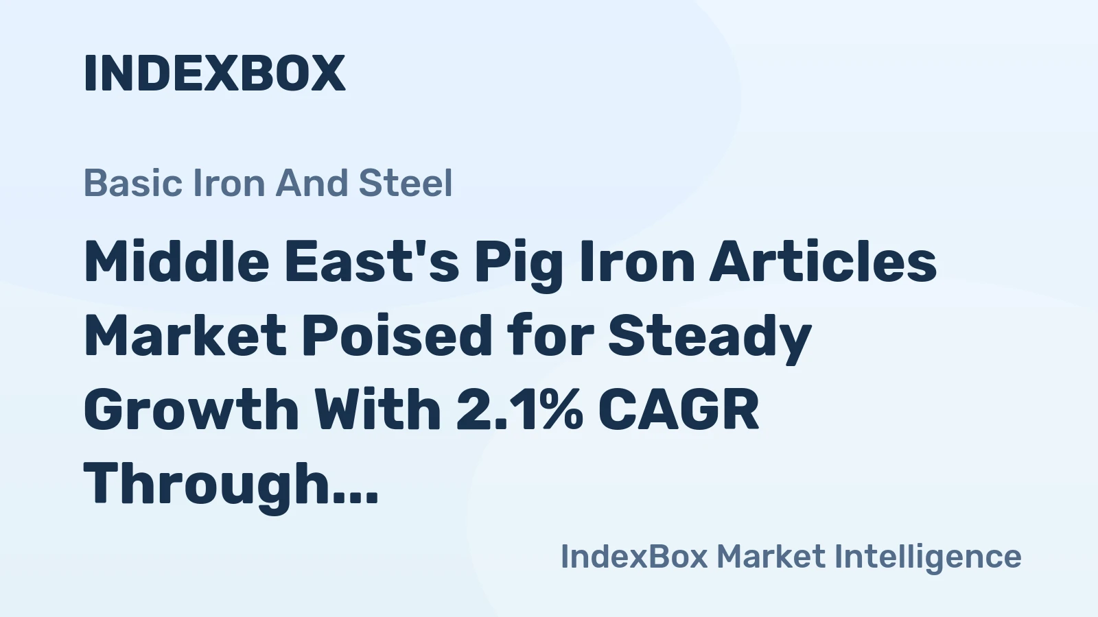 Middle East's Pig Iron Articles Market Poised for Steady Growth With 2.1% CAGR Through 2035