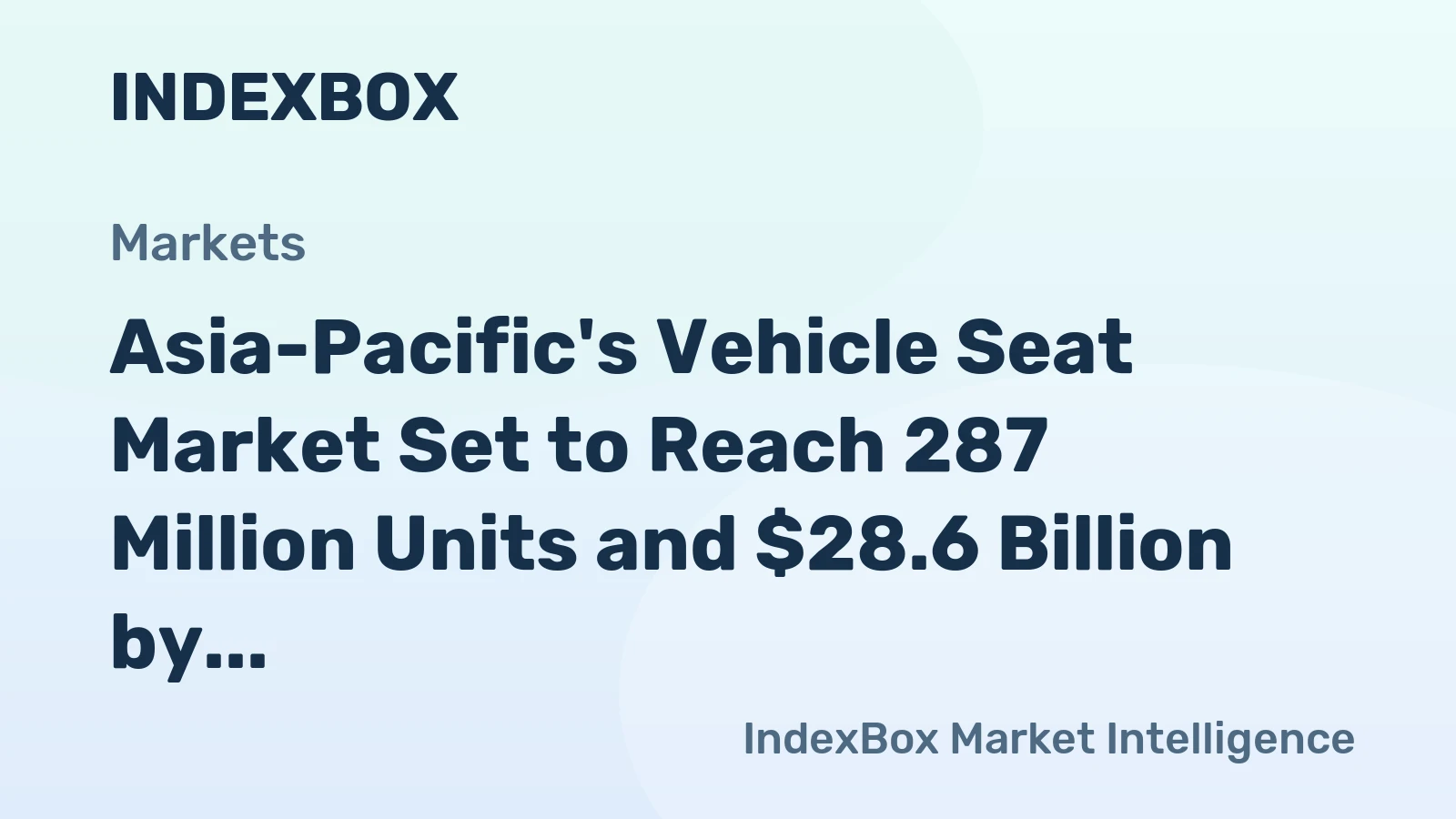 Asia-Pacific's Vehicle Seat Market Set to Reach 287 Million Units and $28.6 Billion by 2035