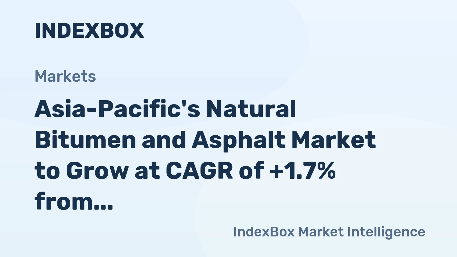 Asia-Pacific's Natural Bitumen and Asphalt Market to Grow at CAGR of +1.7% from 2024 to 2035, Reaching $11.2B