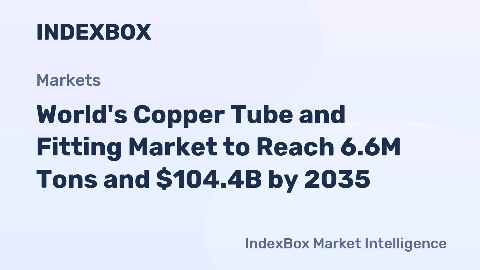 World's Copper Tube and Fitting Market to Reach 6.6M Tons and $104.4B by 2035