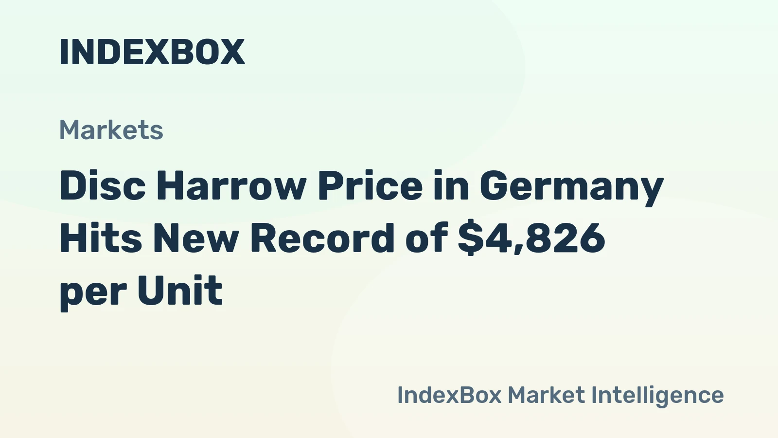 Disc Harrow Price in Germany Hits New Record of $4,826 per Unit