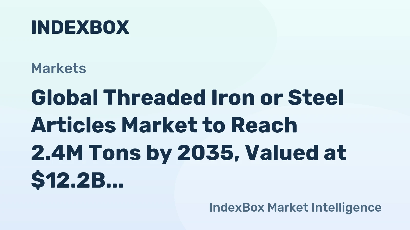 Global Threaded Iron or Steel Articles Market to Reach 2.4M Tons by 2035, Valued at $12.2B