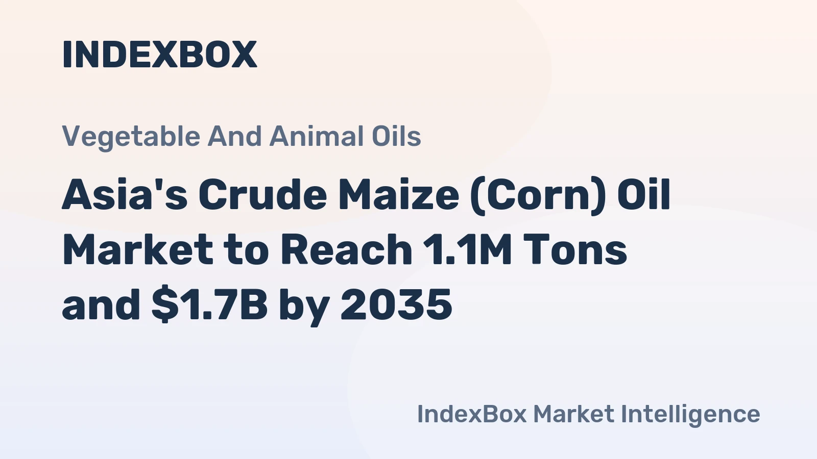 Asia's Crude Maize (Corn) Oil Market to Reach 1.1M Tons and $1.7B by 2035