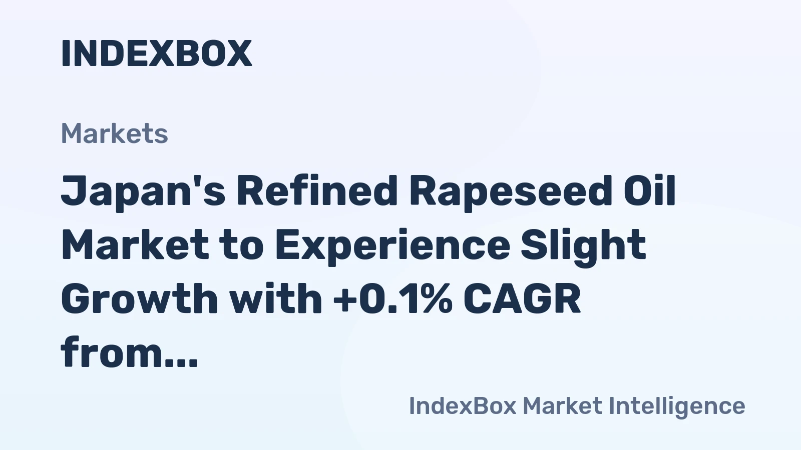 Japan's Refined Rapeseed Oil Market to Experience Slight Growth with +0.1% CAGR from 2024 to 2035