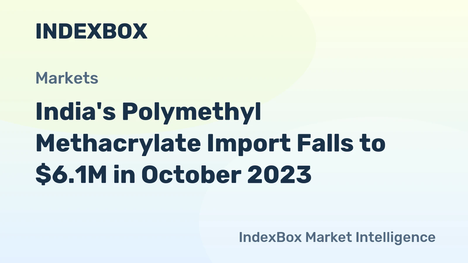 India's Polymethyl Methacrylate Import Falls to $6.1M in October 2023