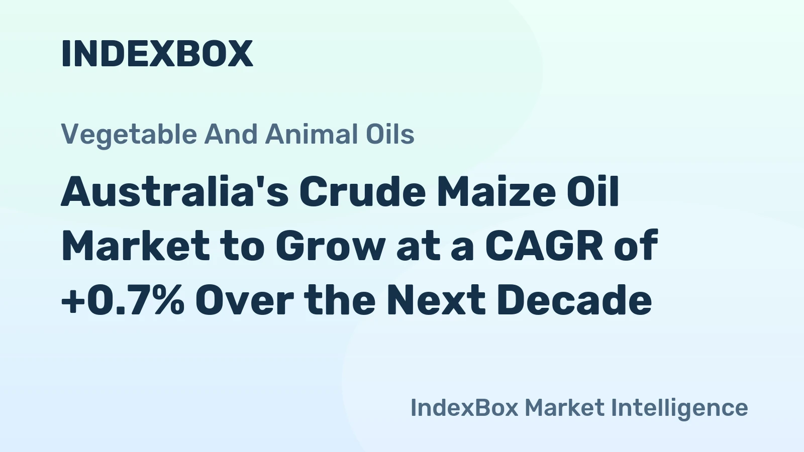 Australia's Crude Maize Oil Market to Grow at a CAGR of +0.7% Over the Next Decade