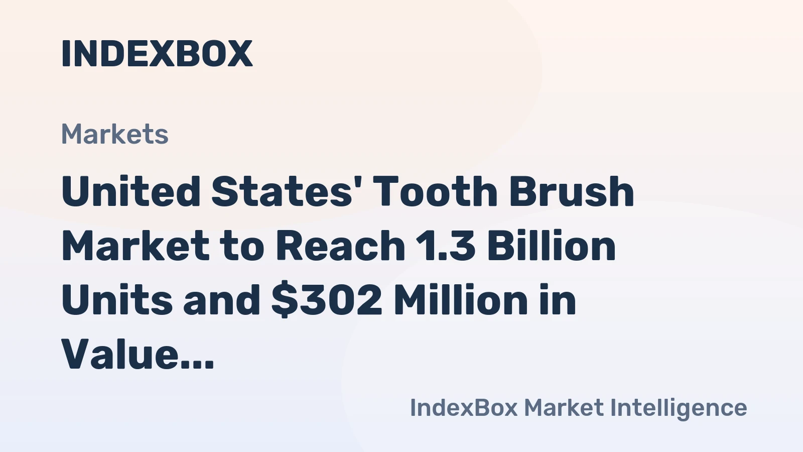 United States' Tooth Brush Market to Reach 1.3 Billion Units and $302 Million in Value by 2035