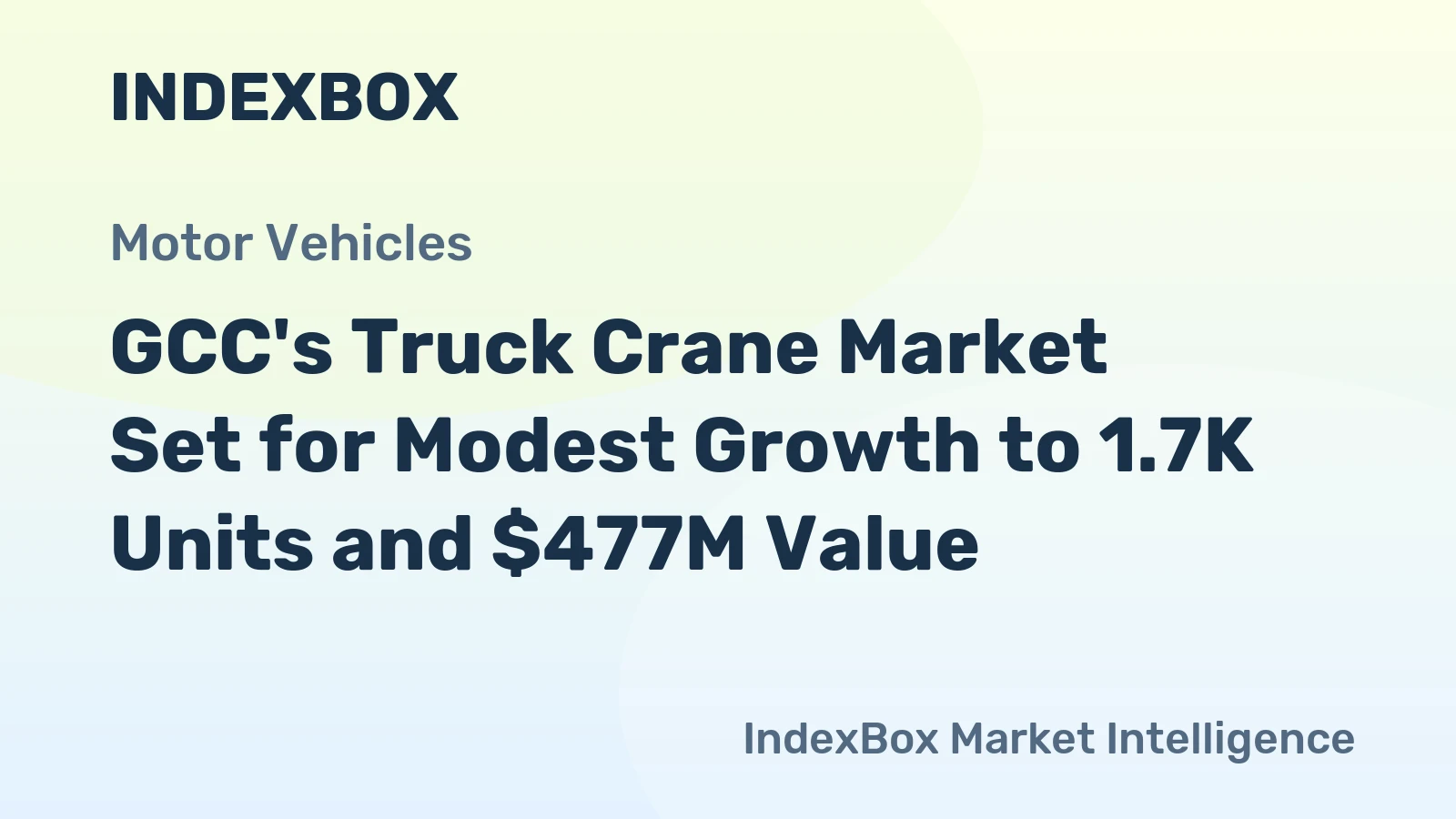 GCC's Truck Crane Market Set for Modest Growth to 1.7K Units and $477M Value