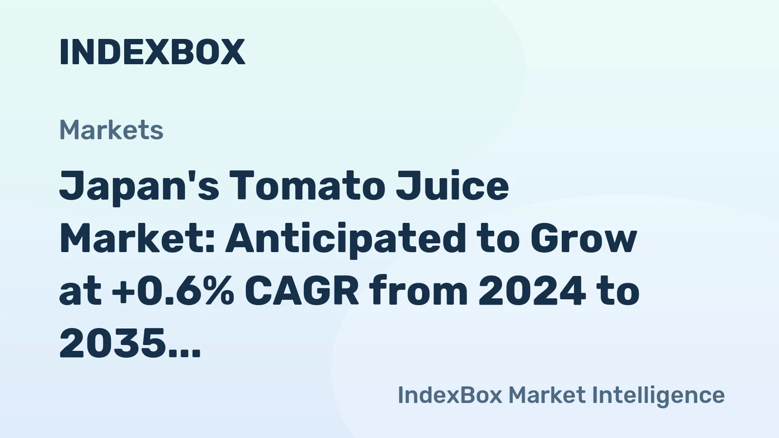 Japan's Tomato Juice Market: Anticipated to Grow at +0.6% CAGR from 2024 to 2035
