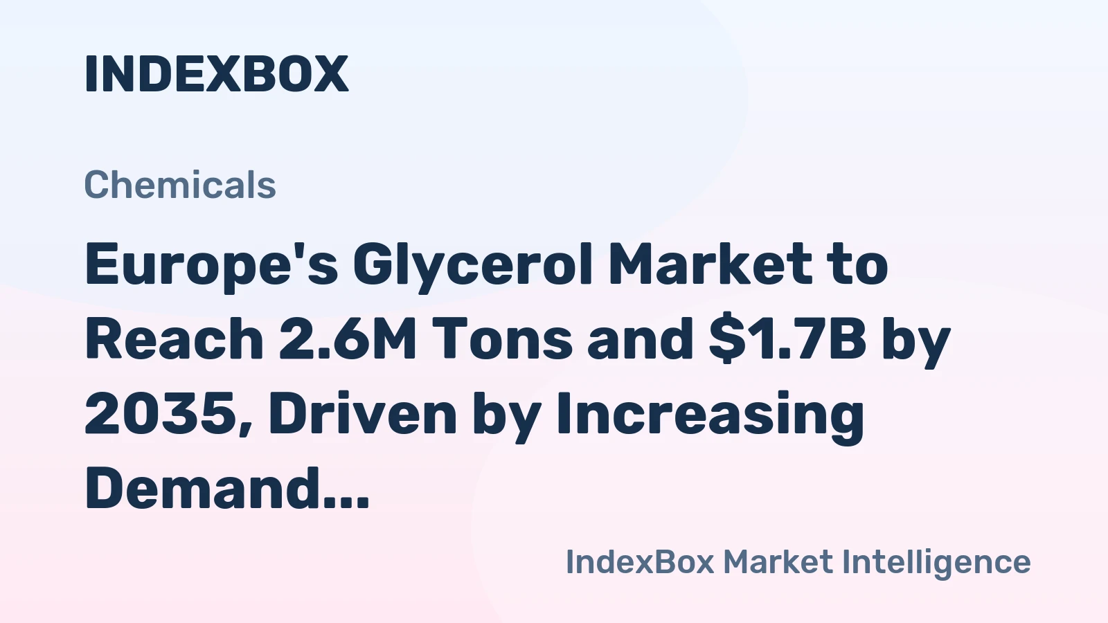 Europe's Glycerol Market to Reach 2.6M Tons and $1.7B by 2035, Driven by Increasing Demand